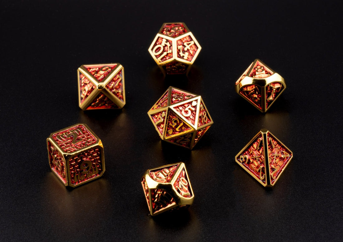 Golden Flame Dice Set - Geek Therapeutics
